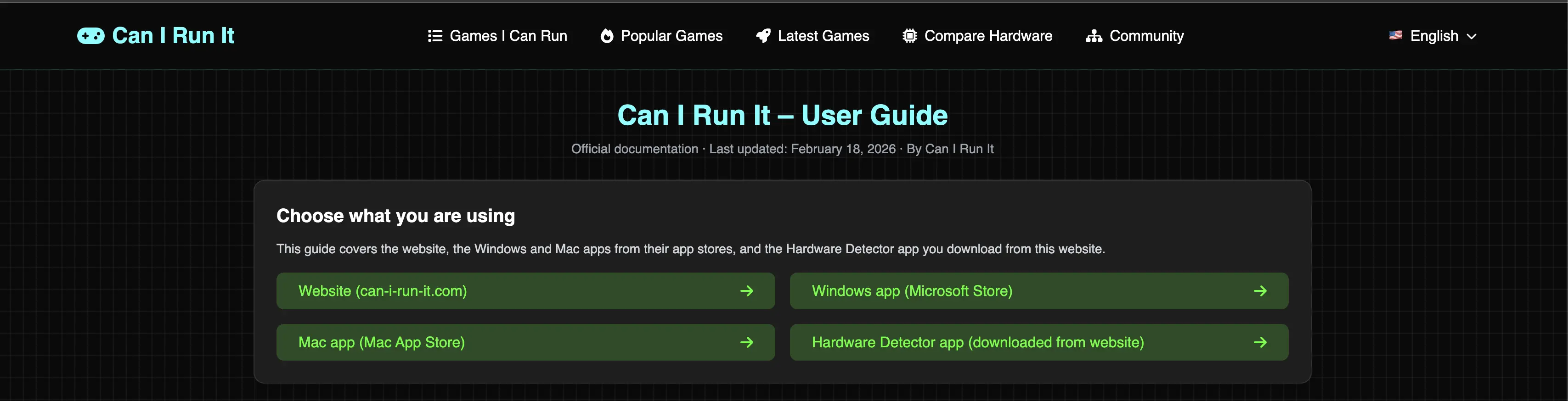 User Guide - Can I Run It | Website, Windows & Mac App, Hardware Detector